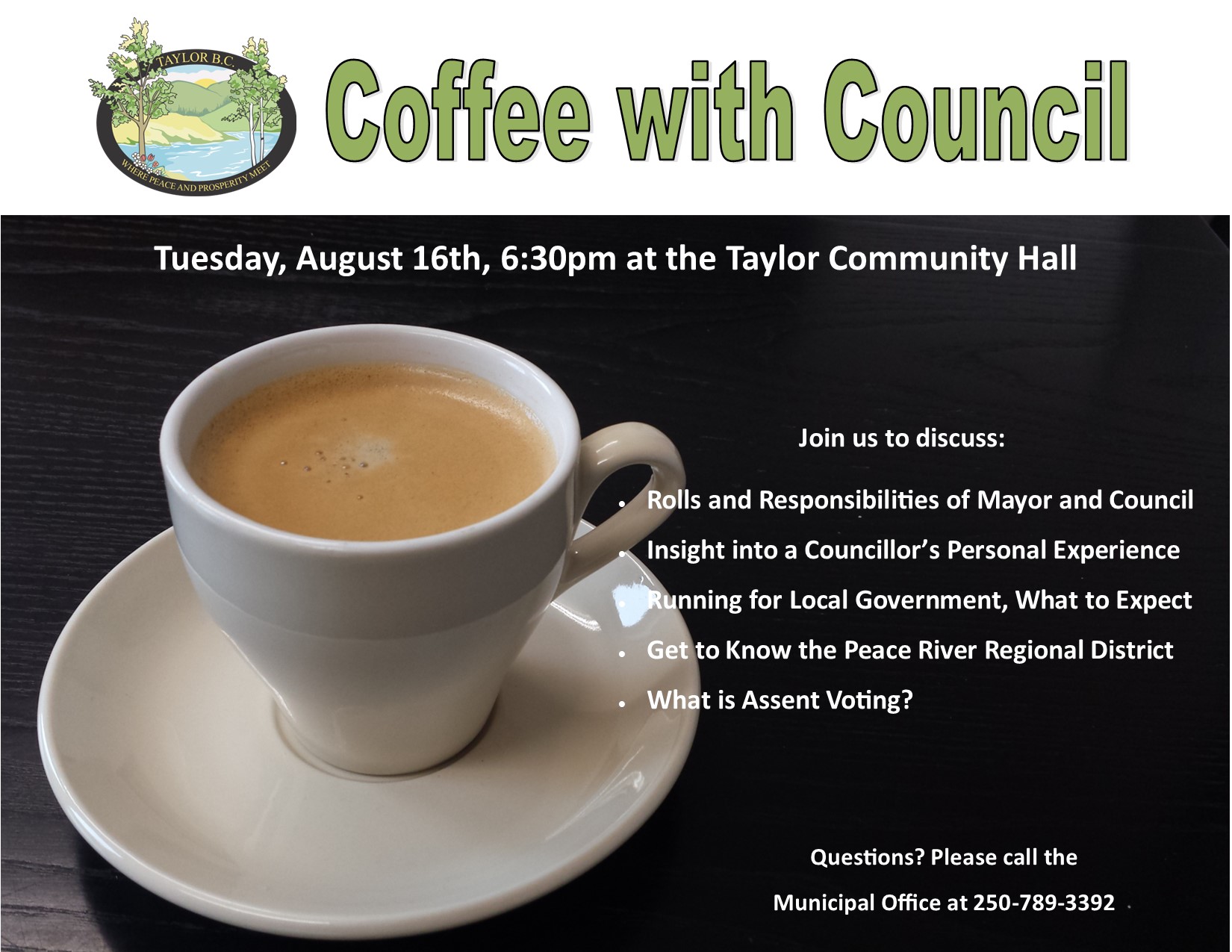 Coffee with Council - Welcome to the District of Taylor
