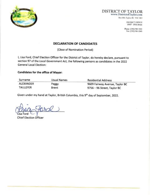 September 9, 2022 Declaration of Candidates - Welcome to the District ...