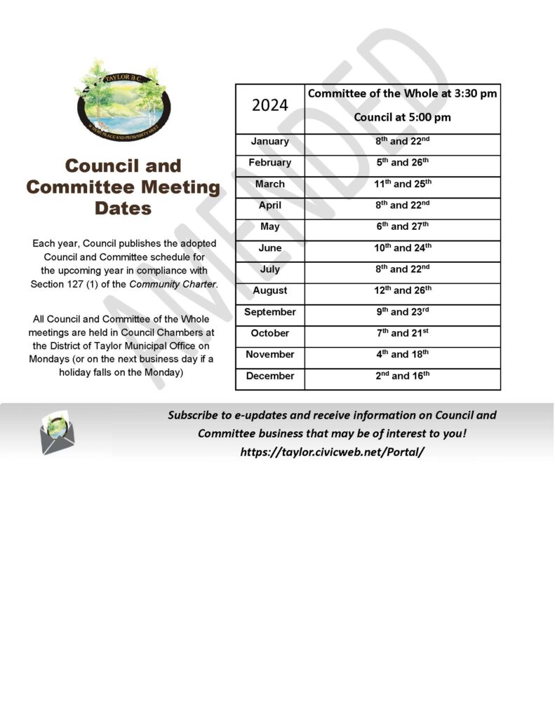AMENDED: 2024 Council and Committee Meeting Schedule - Welcome to the ...